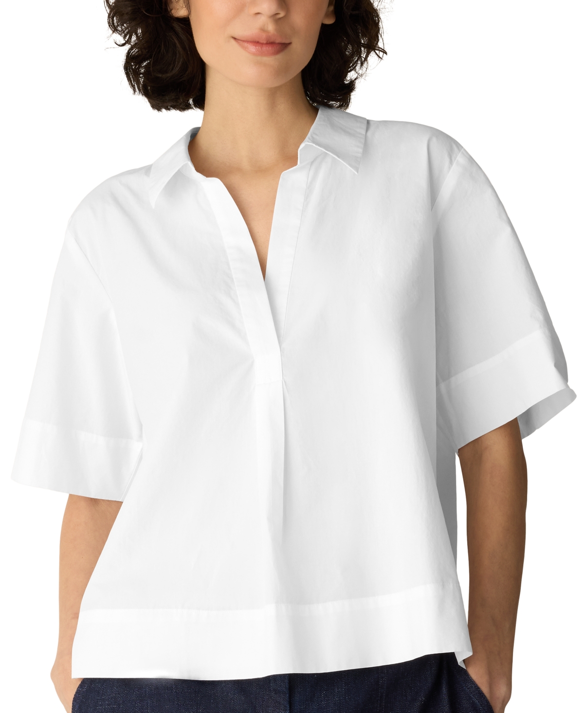 Click here for Eileen Fisher Womens Collared Neck Short-Sleeve To... prices