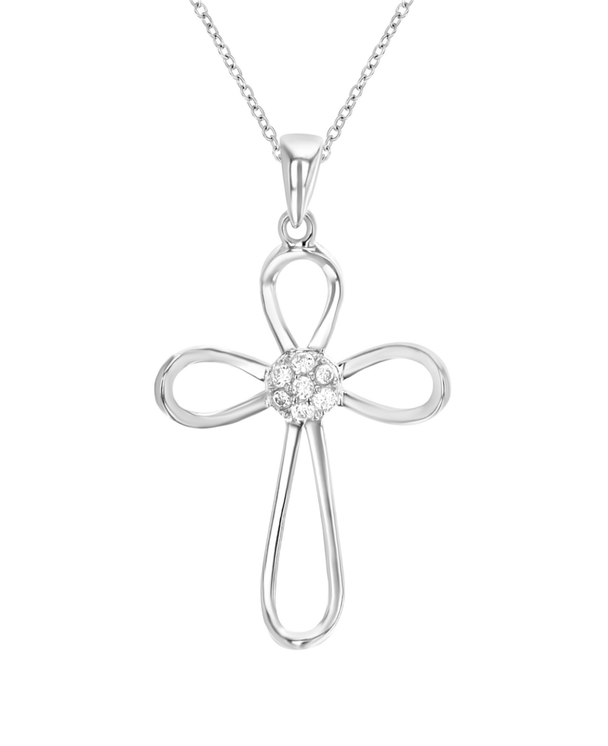Click here for Macys Silver-Plated Religious Cross Charm Necklace... prices