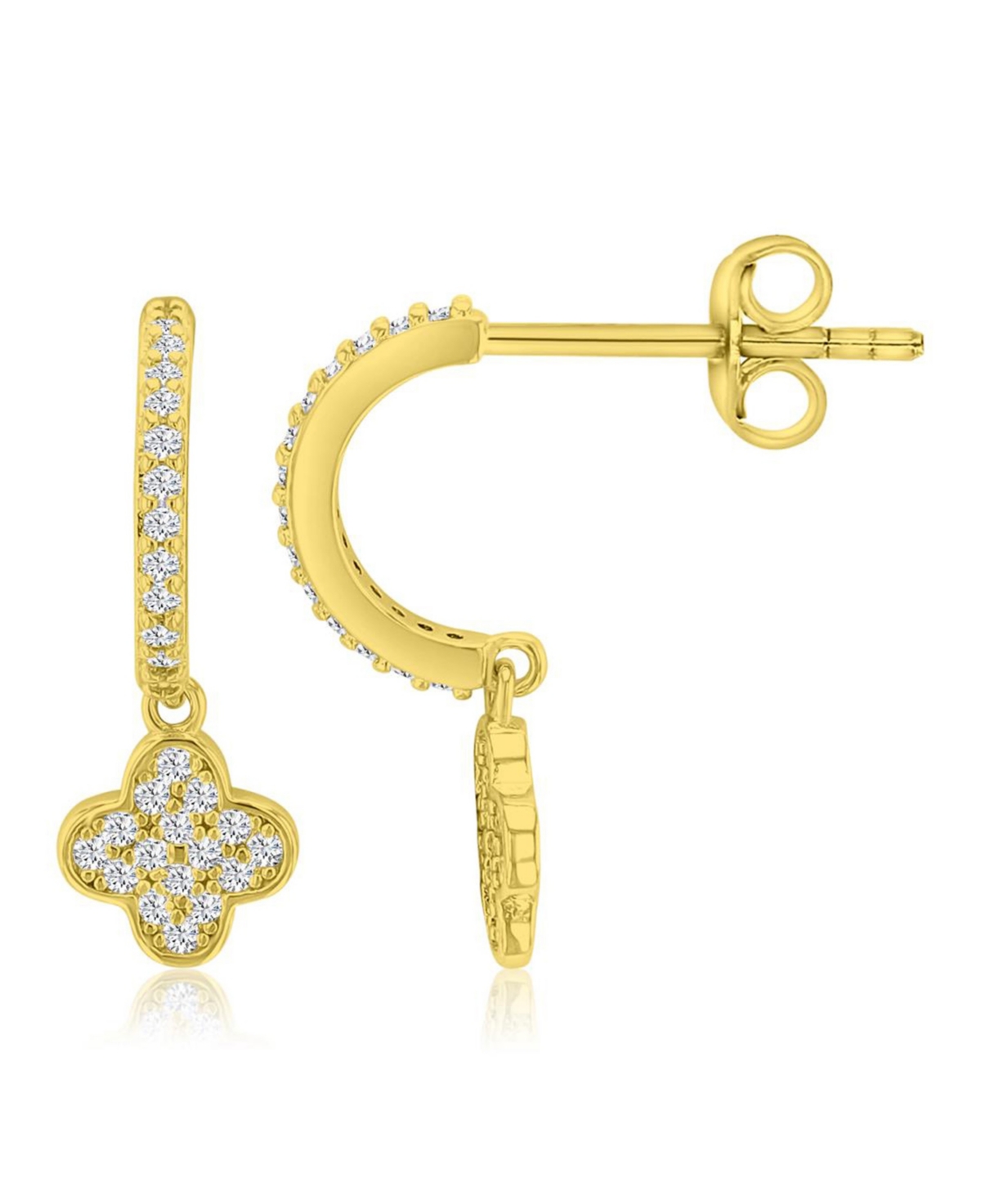 Click here for Macys 14k Gold-Plated Clover Drop J Hoop Earrings... prices