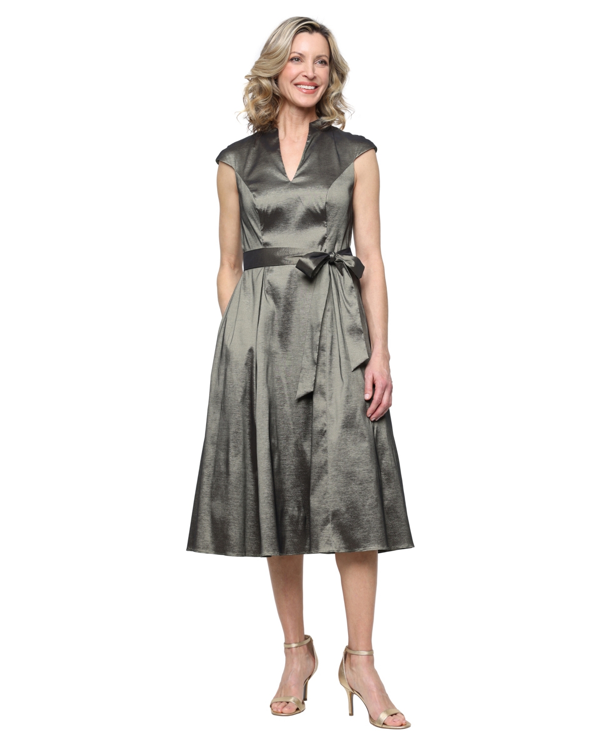 Click here for Alex Evenings Womens Belted A-Line Dress - OLIVE prices