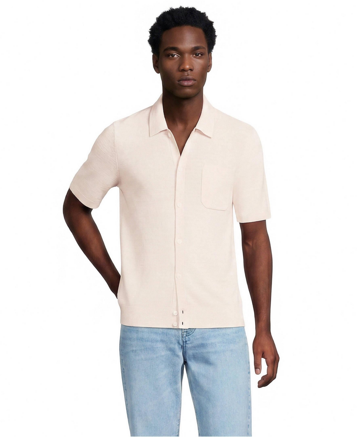 Click here for Lands End Mens Short Sleeve Texture Stitch Button... prices