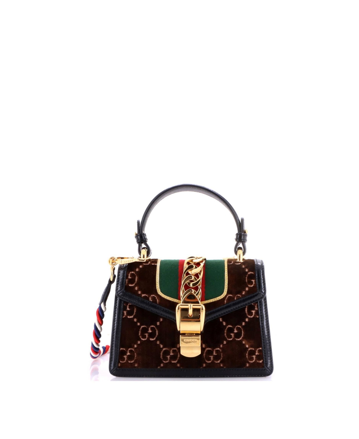 Click here for Pre-Owned Gucci Mini Sylvie Top Handle Bag Gg Velv... prices