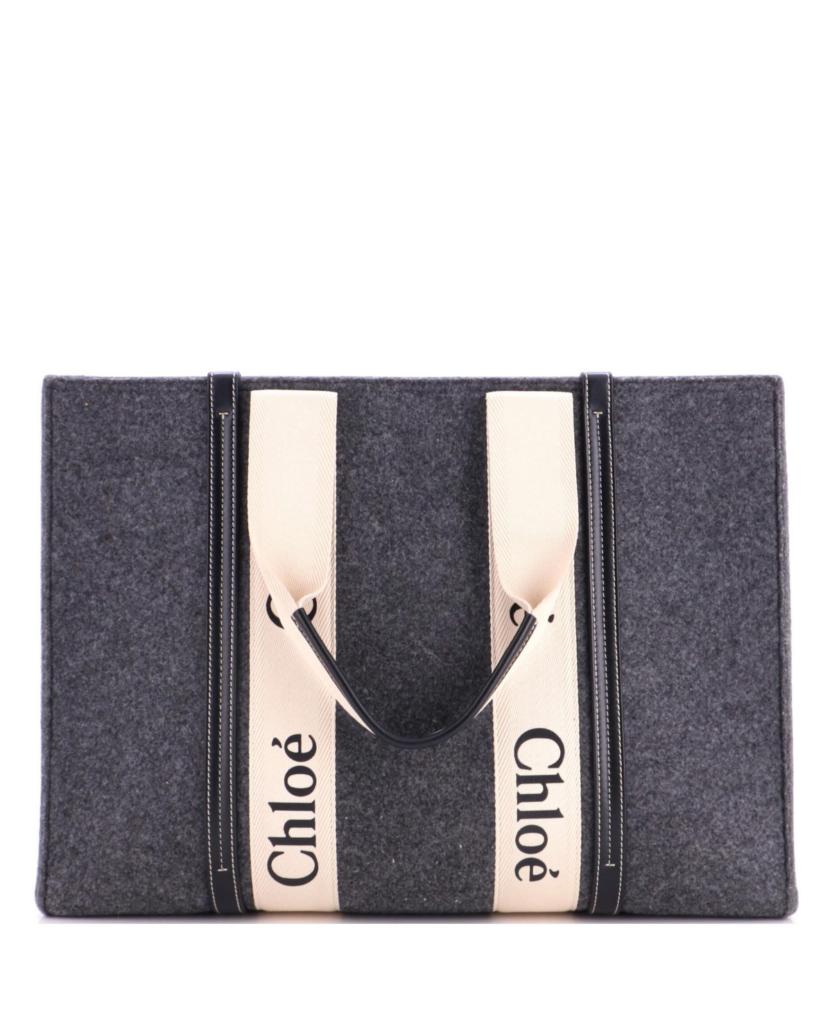 Click here for Pre-Owned Chloe Large Woody Tote Recycled Felt wit... prices