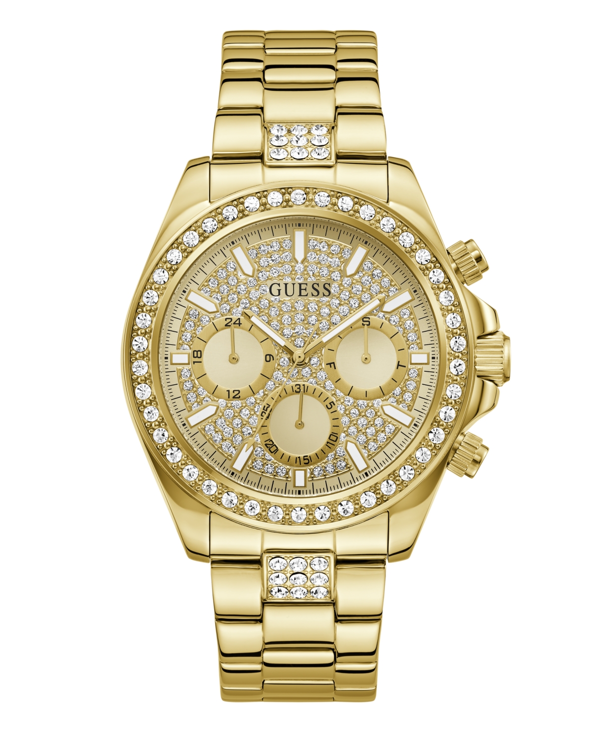 Click here for Guess Mens Quartz Gold-Tone Stainless Steel Watch... prices