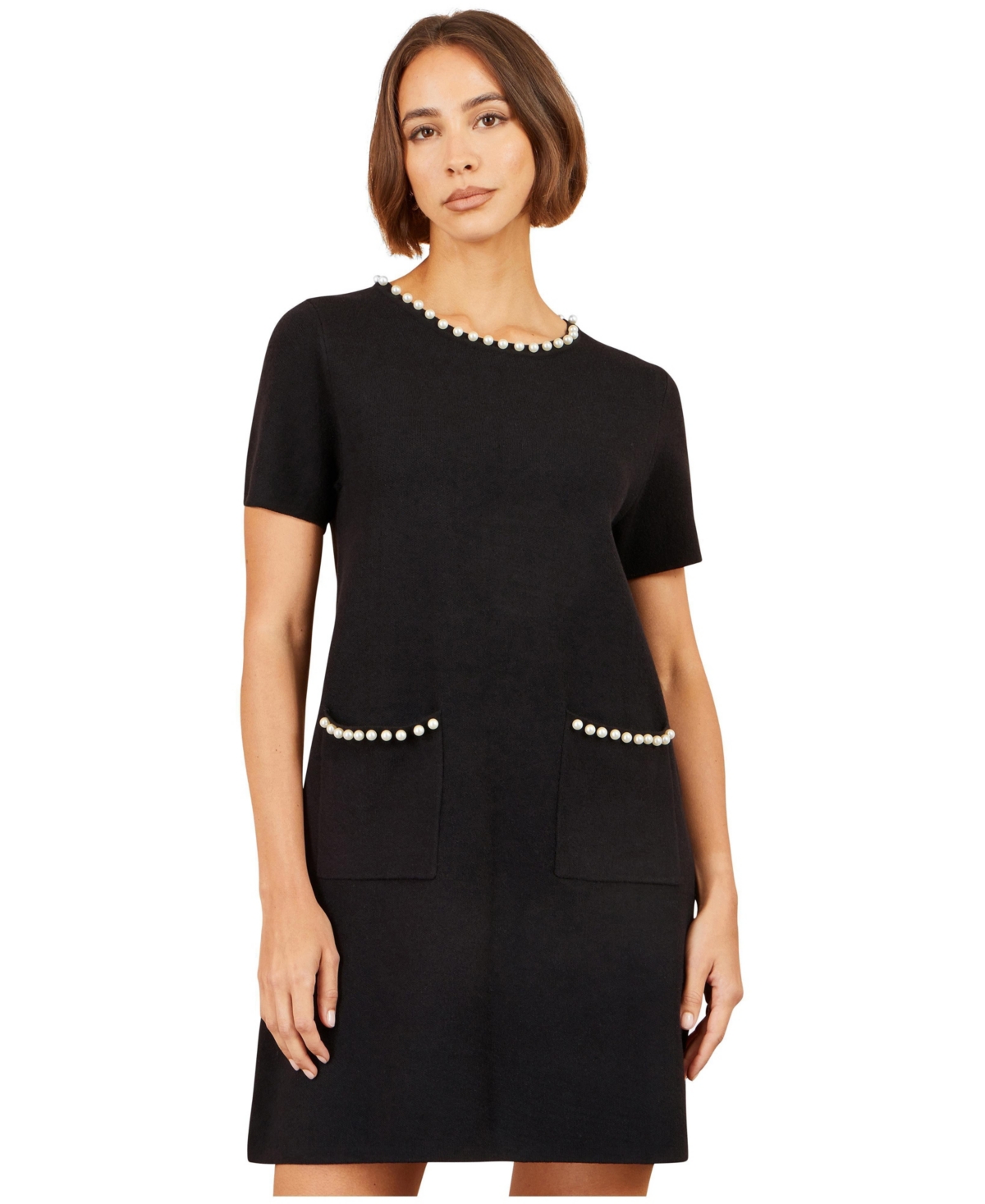 Click here for Yumi Womens Embellished Knit Short-Sleeve Dress -... prices