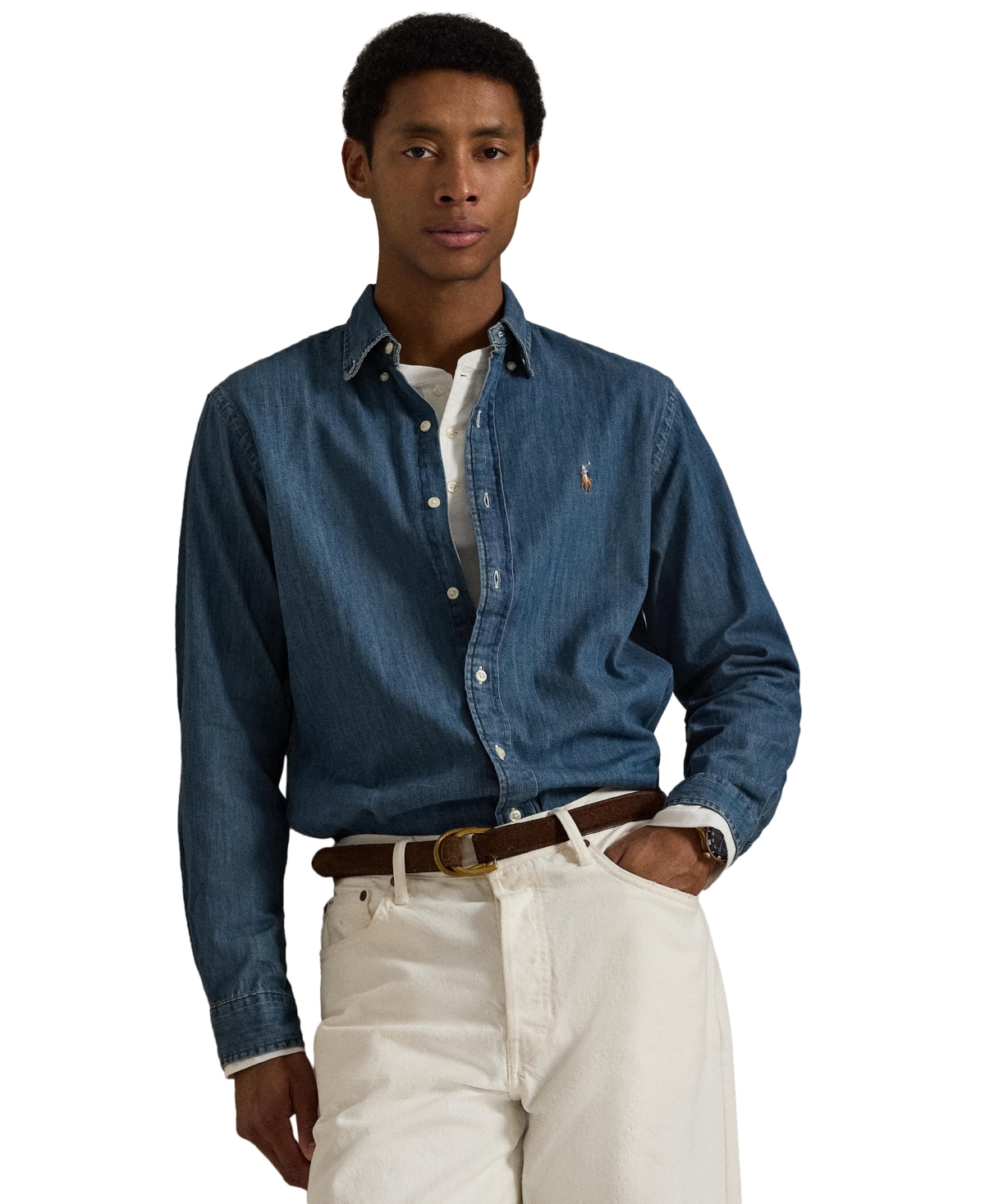 Click here for Polo Ralph Lauren Mens Classic-Fit Denim Shirt - D... prices