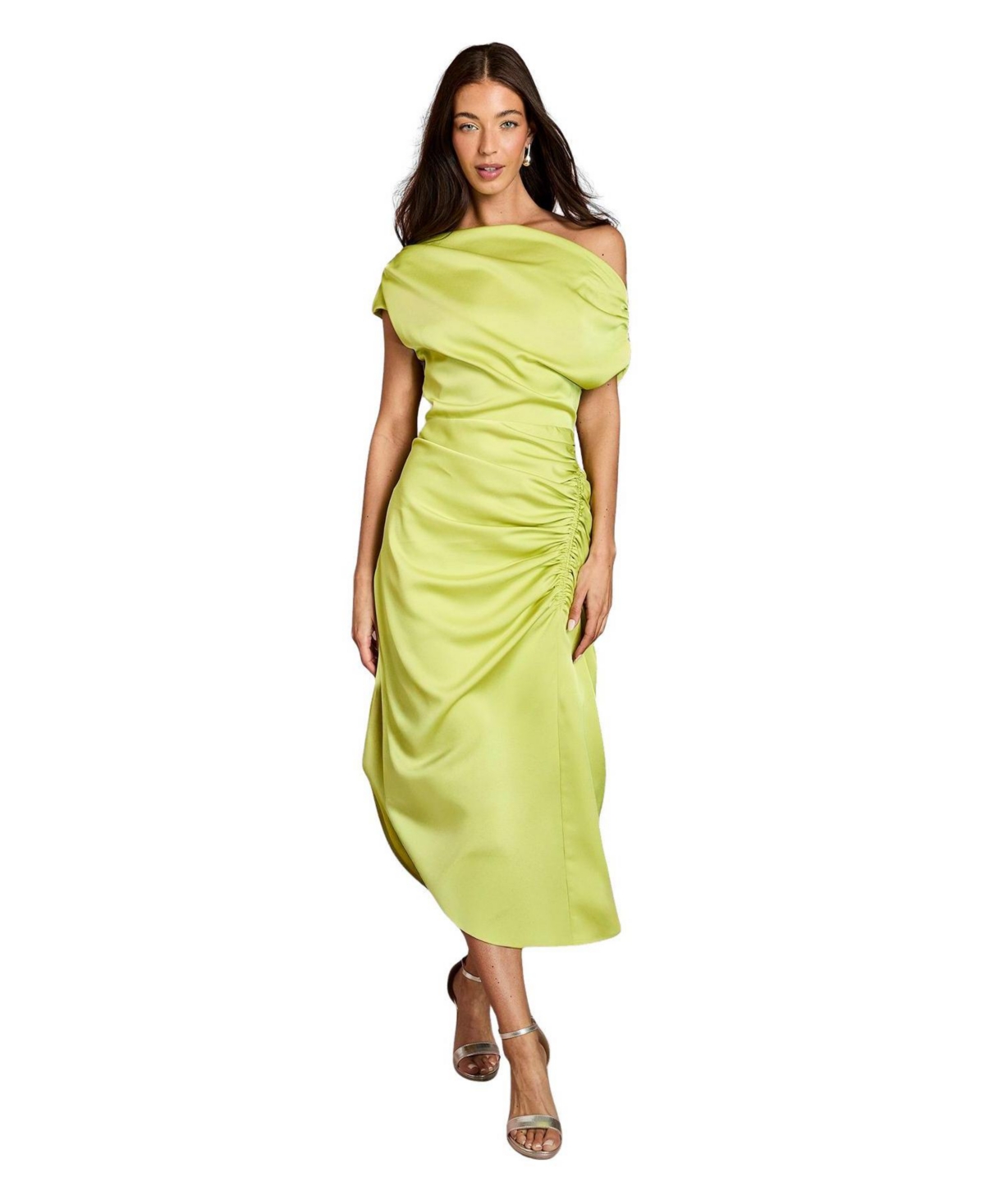 Click here for Coast Womens One Shoulder Satin Asymmetrical Midi... prices