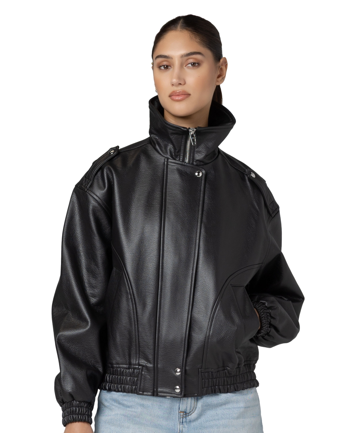 Click here for Blank Nyc Womens Funnel Collar Bomber Jacket - In... prices
