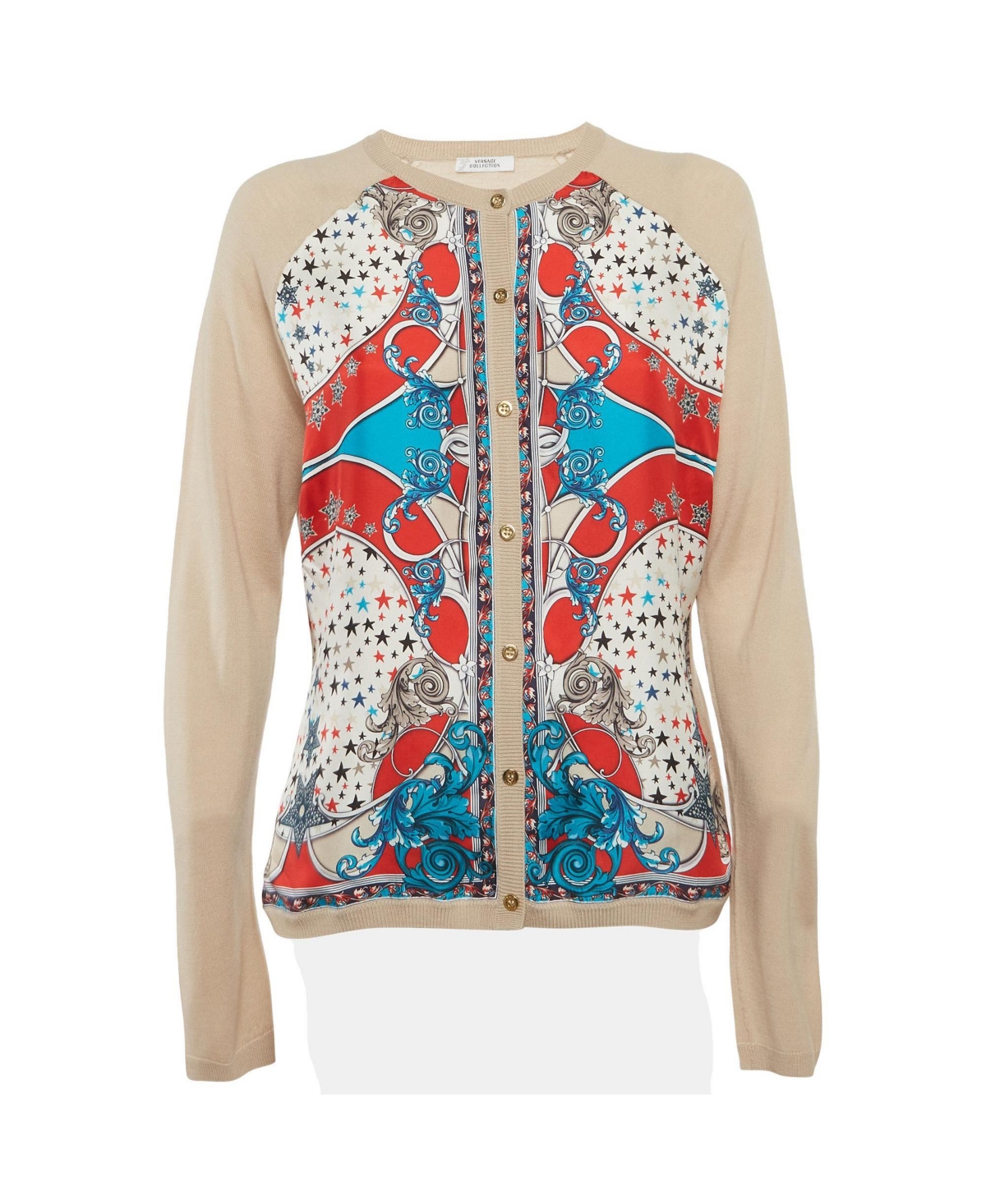 Click here for Pre-Owned Versace Womens Printed Silk And Knit Car... prices