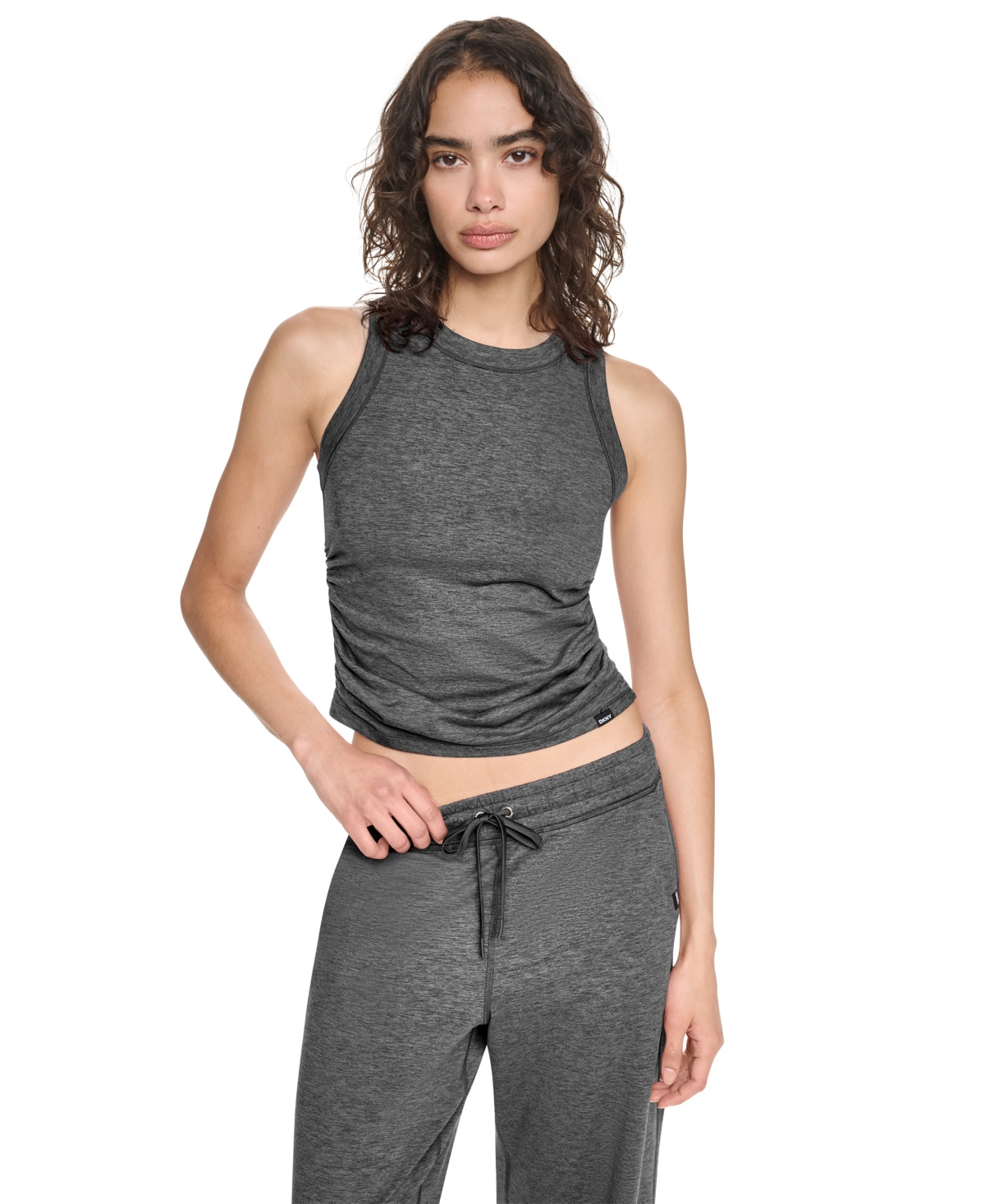 Click here for Dkny Sport Womens Spacedye Crewneck Tank Top - Bla... prices