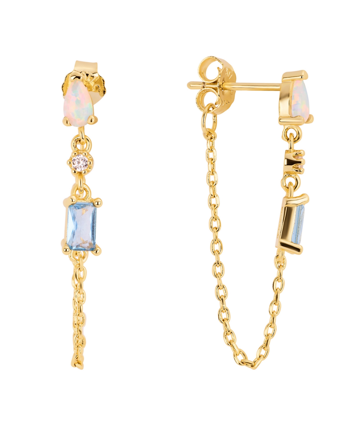 Click here for Macys Gold-Plated Multi Stone Chain Drop Earrings... prices