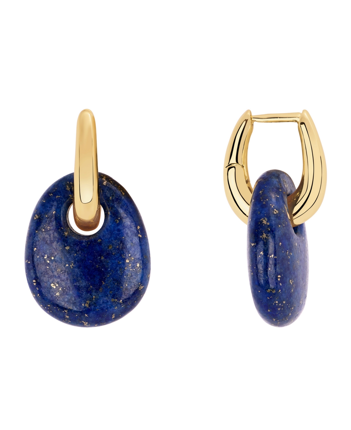 Click here for Macys Gold-Plated Green Aventurine Hoop Drop Earri... prices