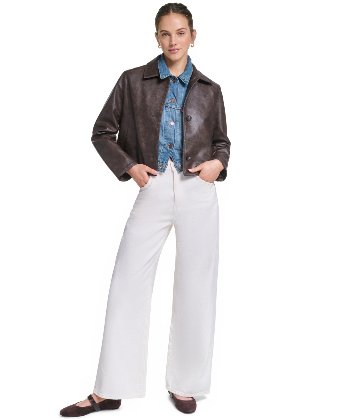 Click here for Levis Womens Laydown Collar Cropped Snap Jacket -... prices