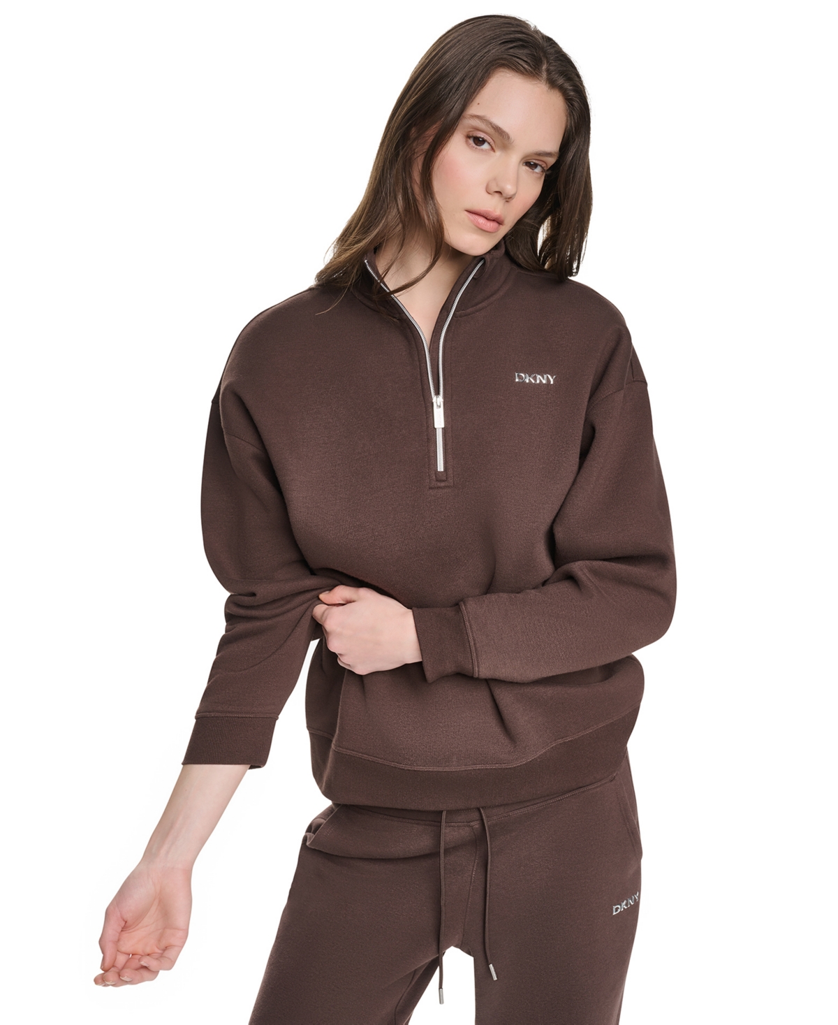 Click here for Dkny Sport Womens Metallic Bubble Logo Zipper Swea... prices