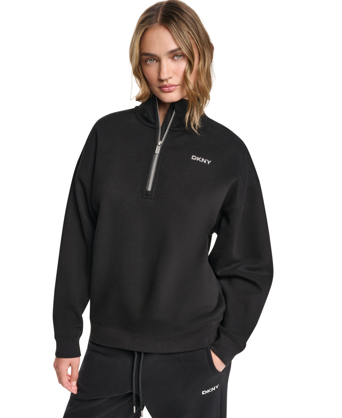 Click here for Dkny Sport Womens Metallic Bubble Logo Zipper Swea... prices