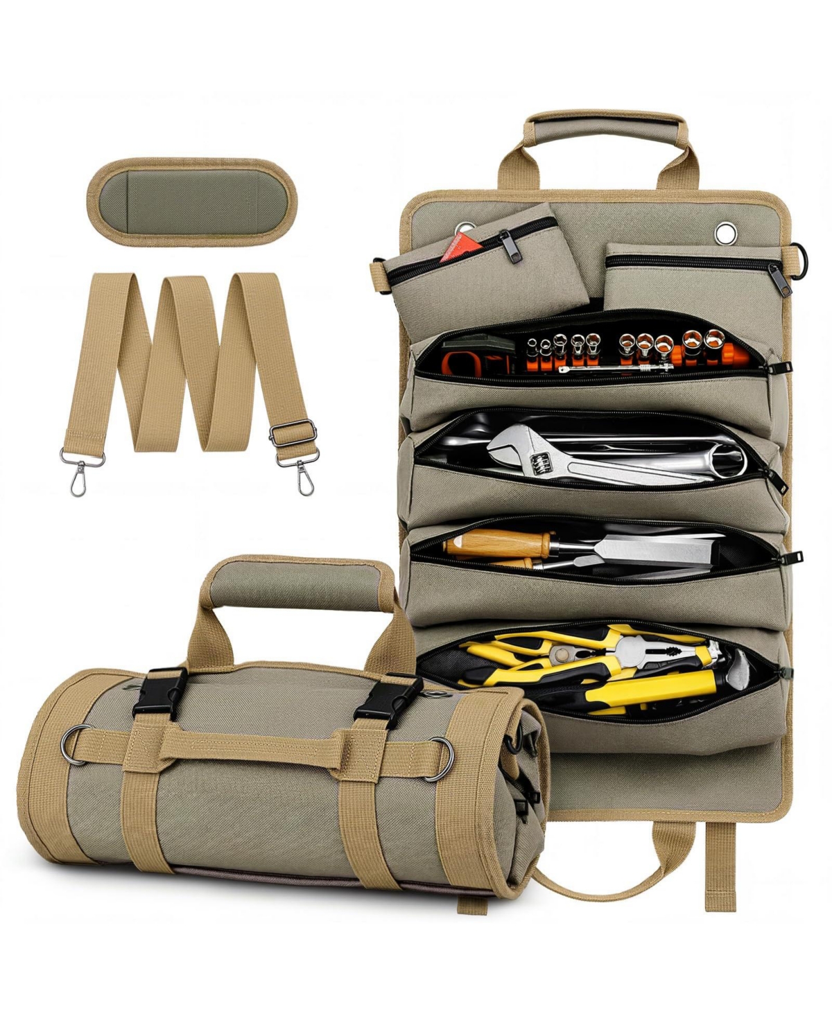 Click here for Xdovet Tool Roll Bag Heavy Duty Organizer Detachab... prices