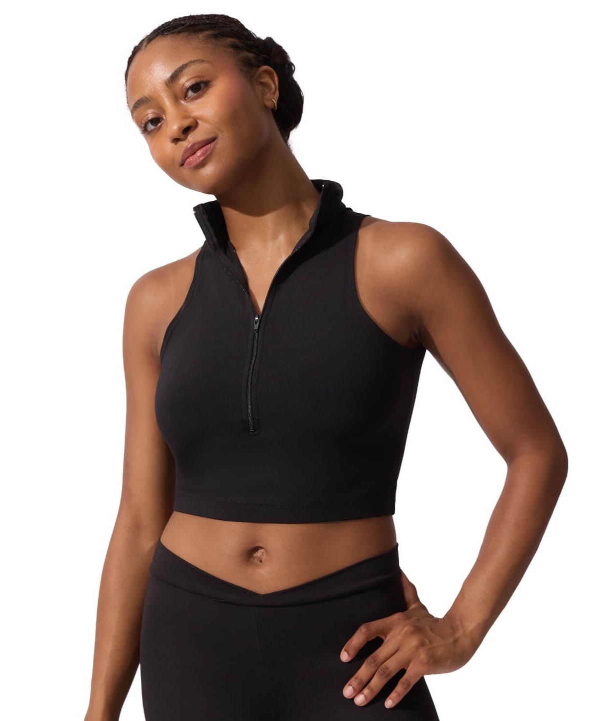 Click here for Team Basics Mock Neck Top - Black prices