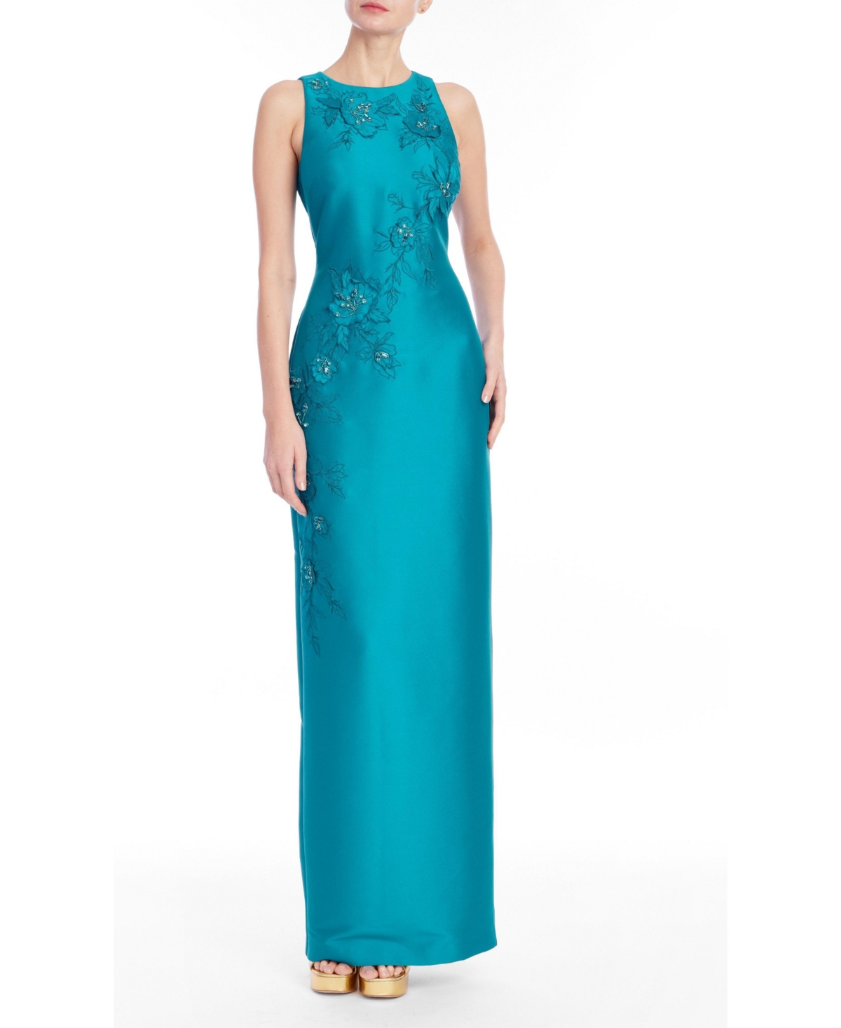 Click here for Badgley Mischka Womens Beaded Column Crewneck Gown prices
