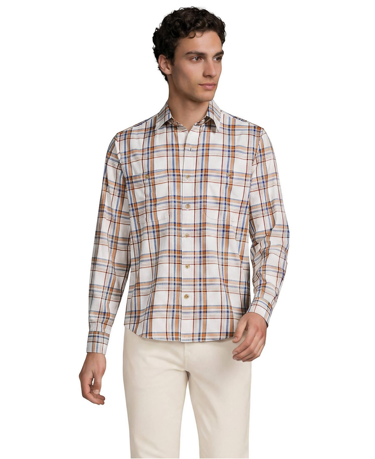 Click here for Lands End Mens Lightweight Coastal Flannel Shirt -... prices