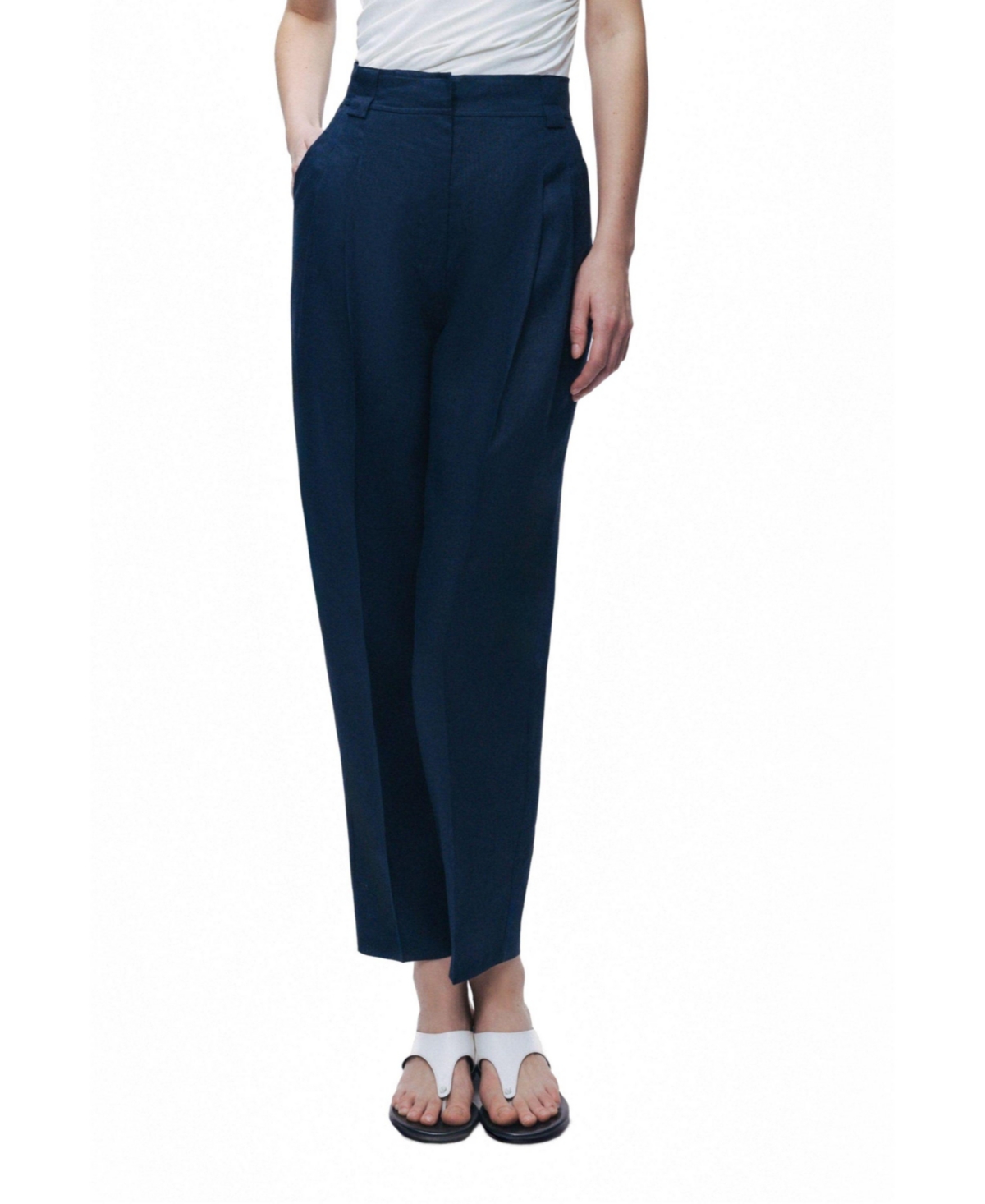 Click here for Nocturne Womens High-Rise Pleated-Front Tapered Li... prices