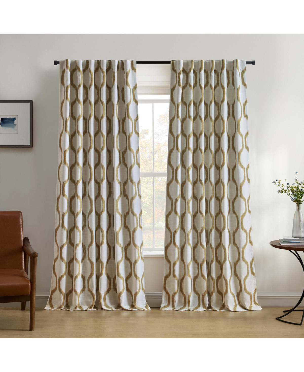 Click here for Threadmade Renzo Ikat Geometric Linen Room Darkeni... prices
