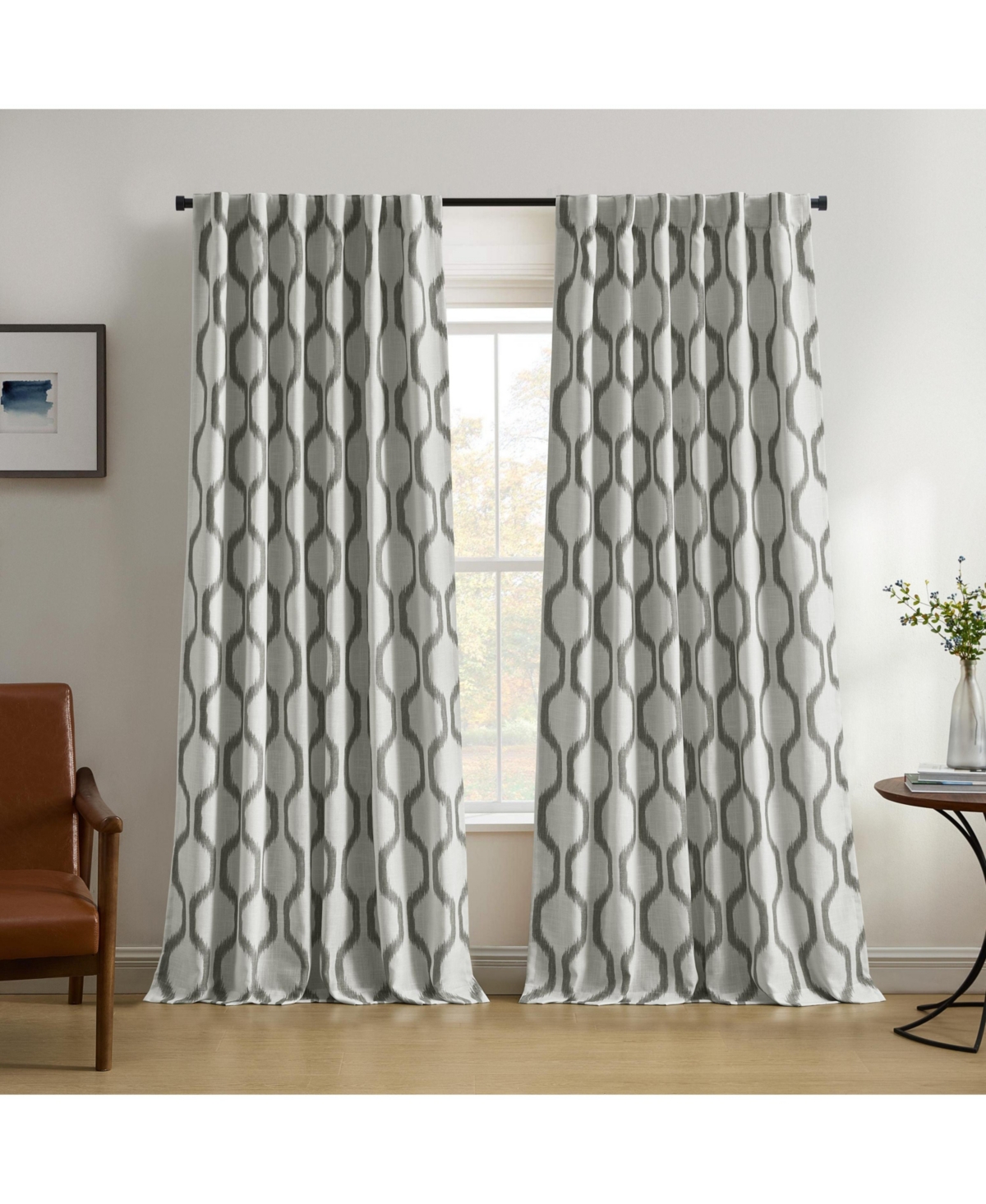 Click here for Threadmade Renzo Ikat Geometric Linen Room Darkeni... prices