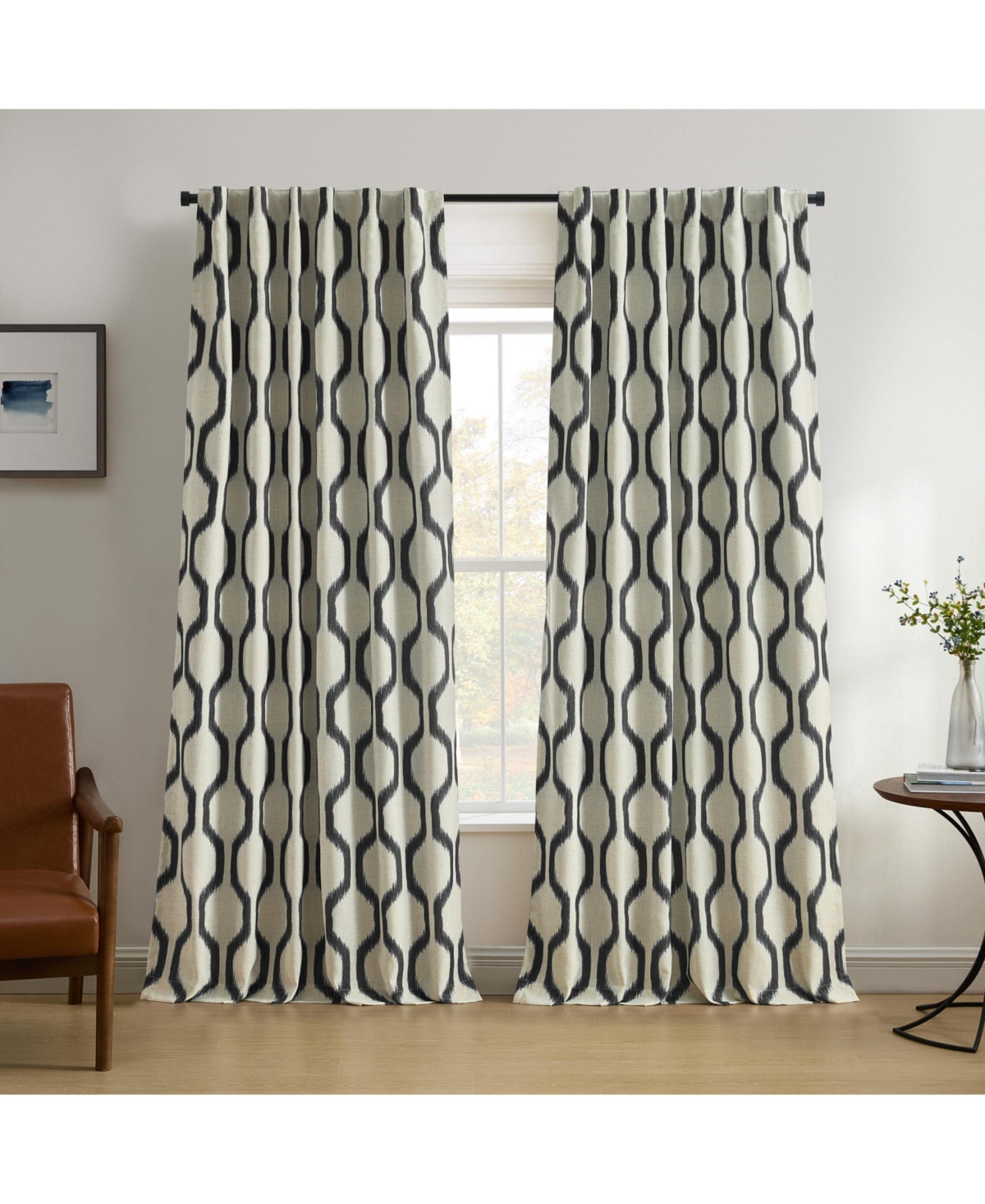 Click here for Threadmade Renzo Ikat Geometric Linen Room Darkeni... prices