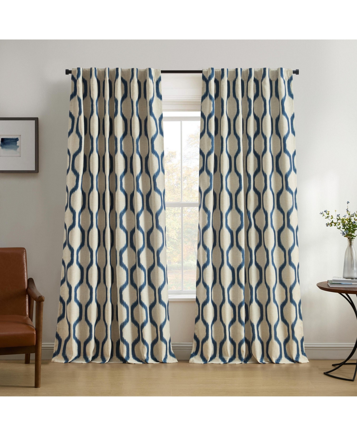 Click here for Threadmade Renzo Ikat Geometric Linen Room Darkeni... prices