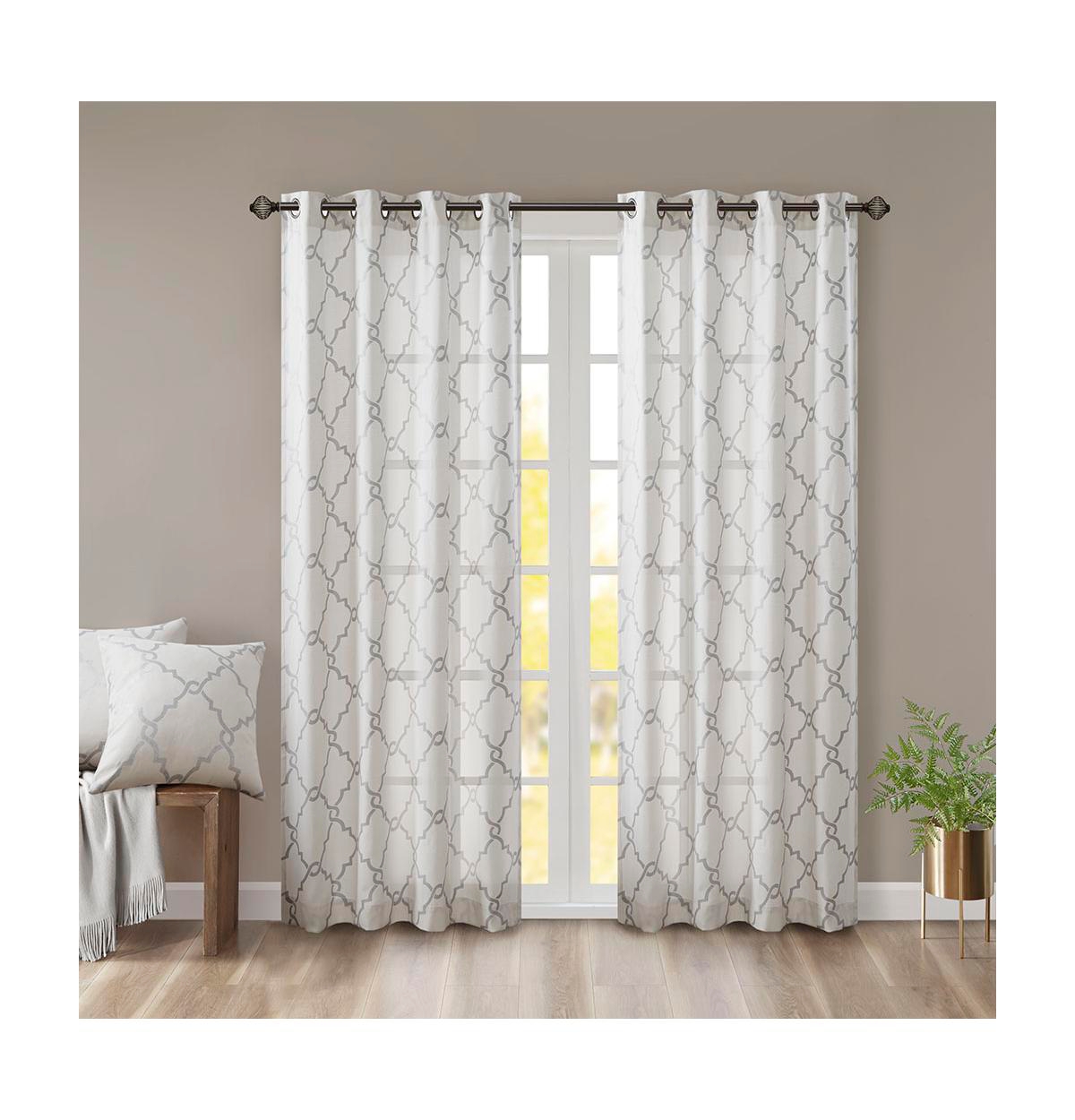 Click here for Fretwork Print Grommet Top Window Curtain Panel prices