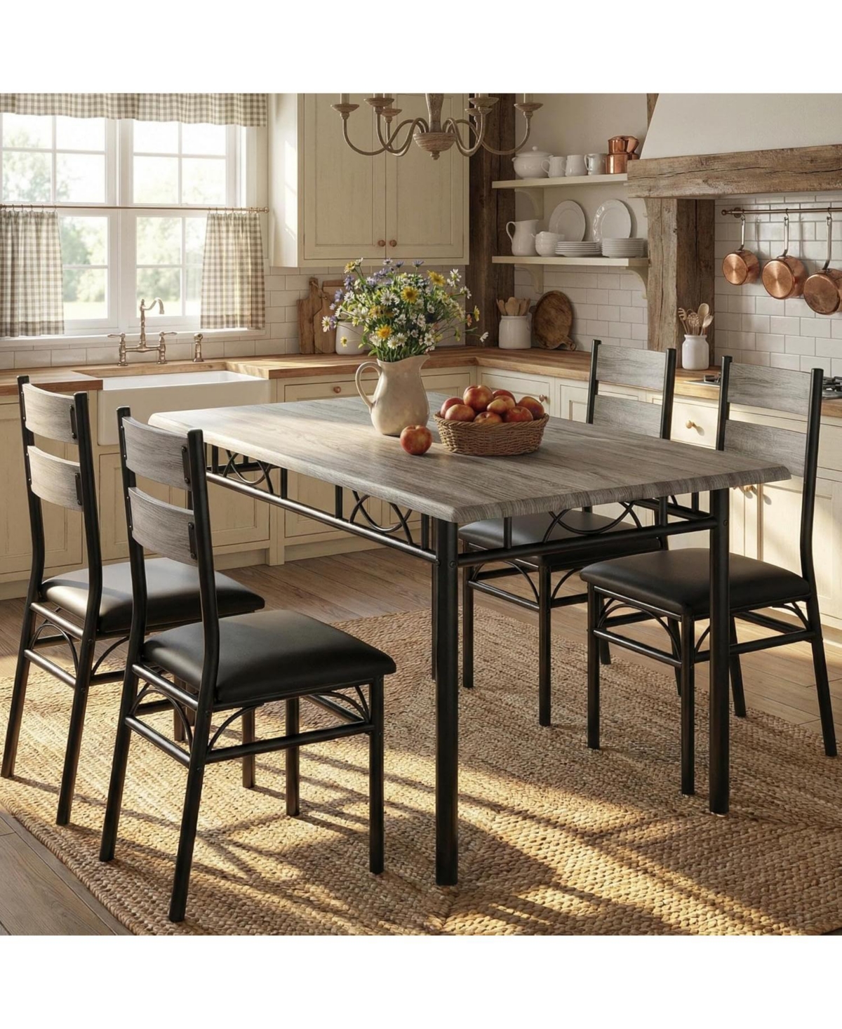 Click here for homfan 5-Piece Dining Set for 4 â Industrial Rec... prices