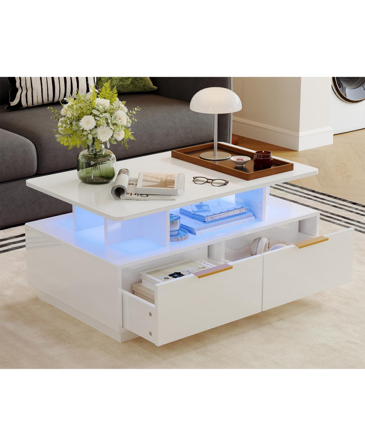 Click here for homfan Led Coffee Table â 2-Tier Center Table wi... prices