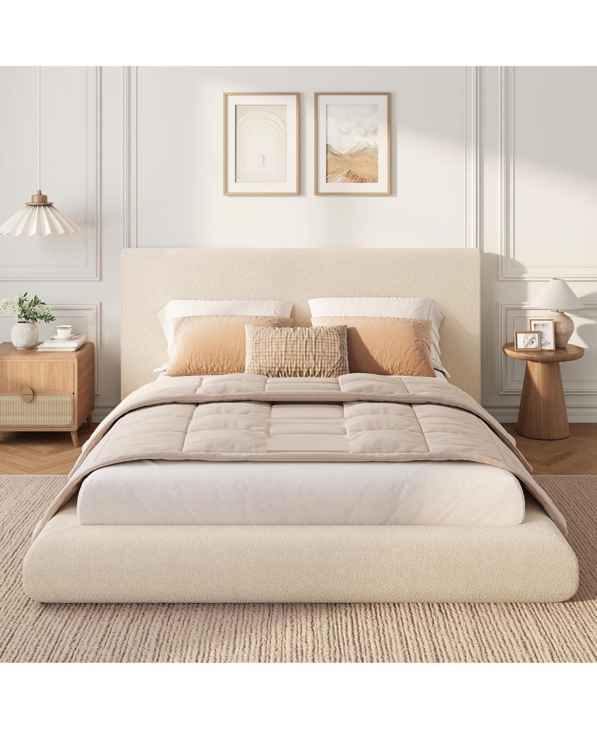 Click here for homfan Queen Size Bed Frame with Upholstered Headb... prices