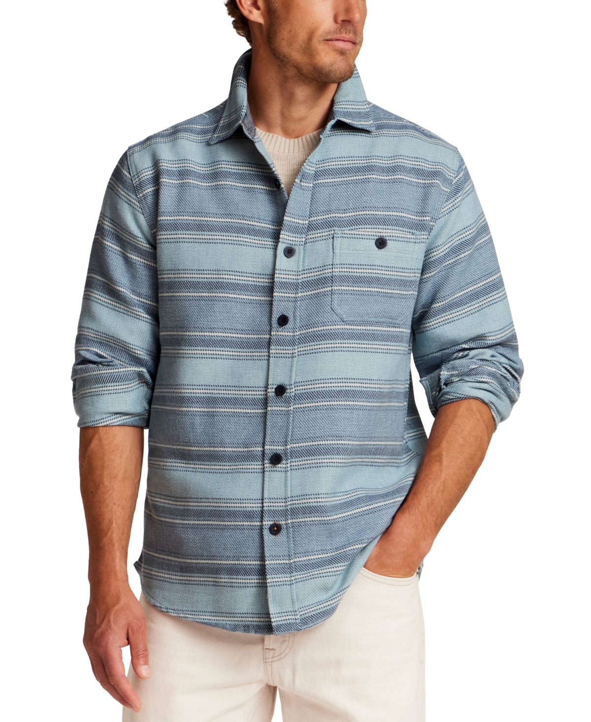 Click here for Weatherproof Vintage Mens Stripe Twill Flannel Ove... prices
