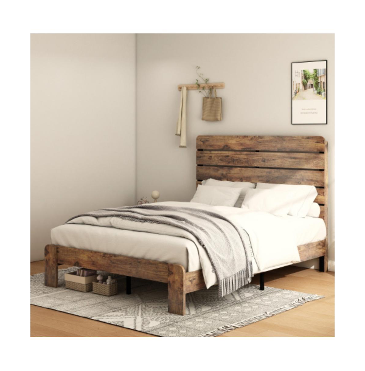Click here for Lucky One Queen Size Wood Platform Bed Frame with... prices