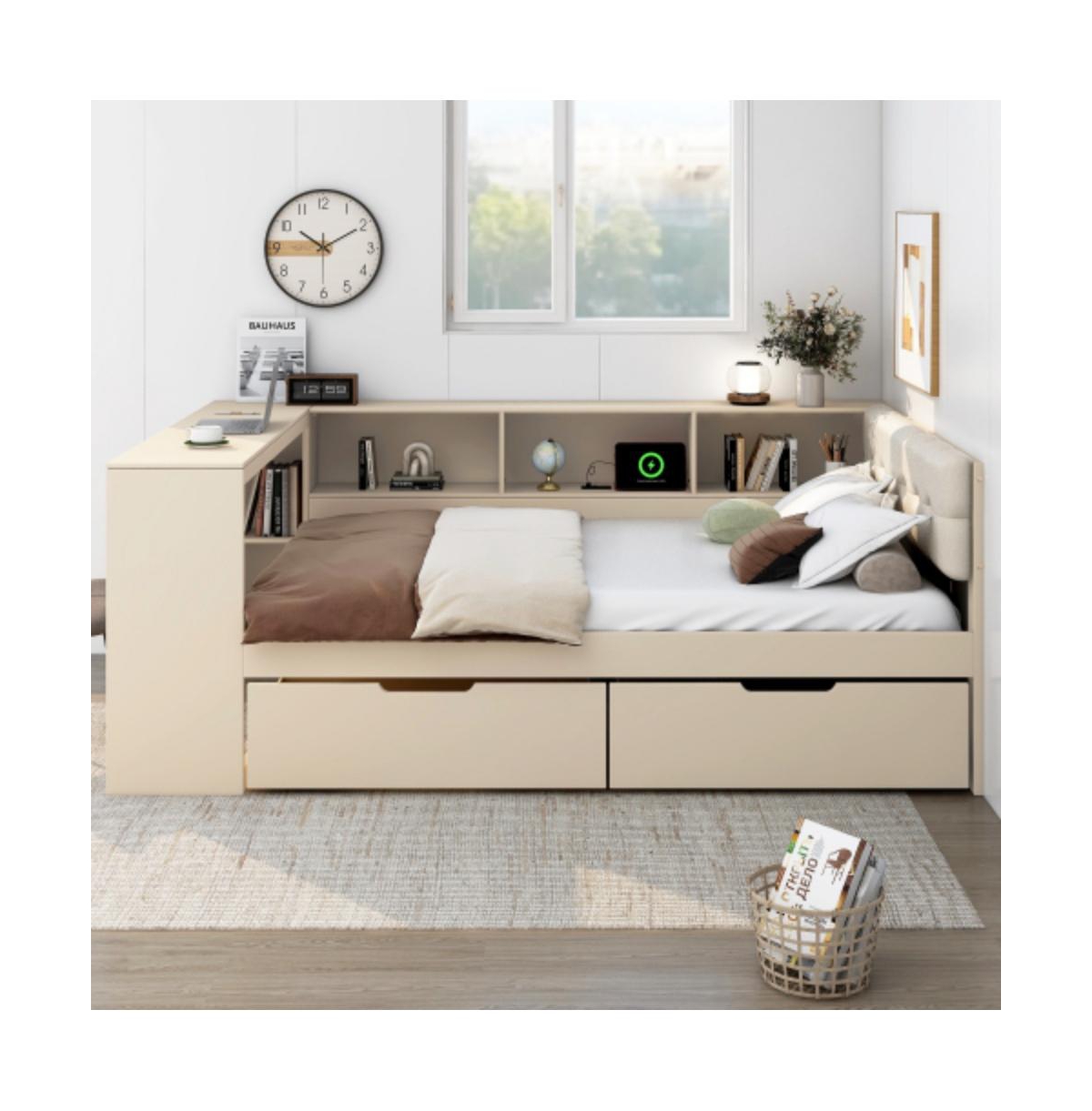 Click here for Lucky One Full Size Wood Platform Bed with Storage... prices