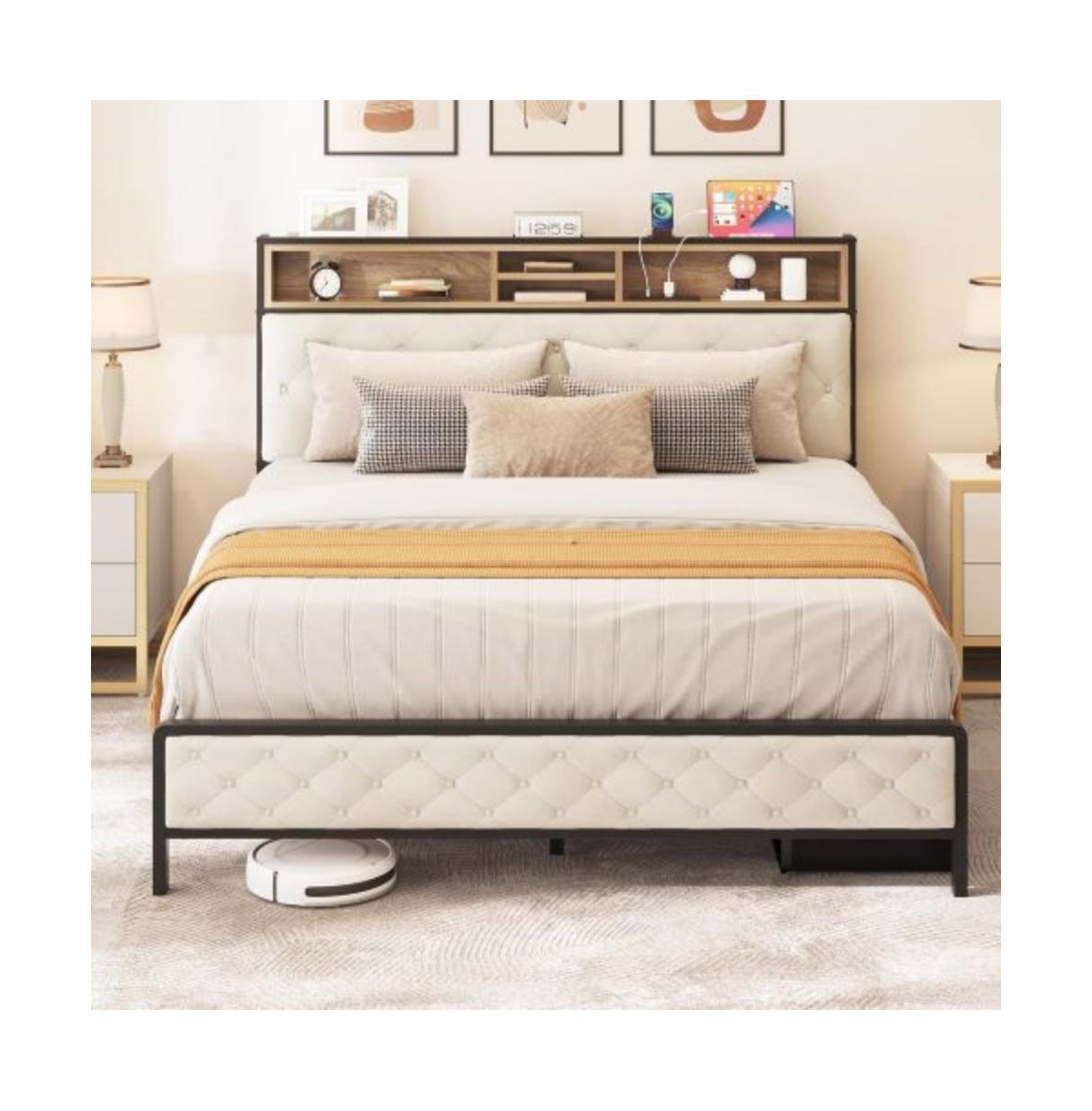 Click here for Lucky One Queen Size Platform Bed Frame with Charg... prices
