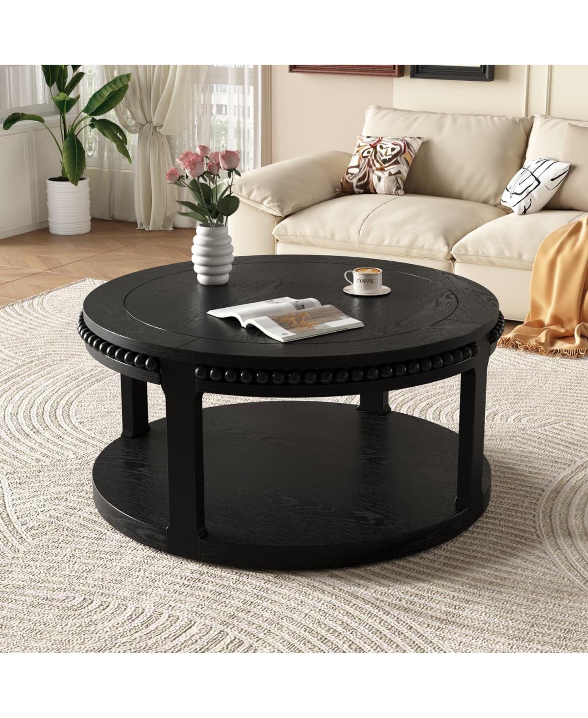 Click here for The Pop Home 31.5 Round Coffee Table  2-Tier Solid... prices