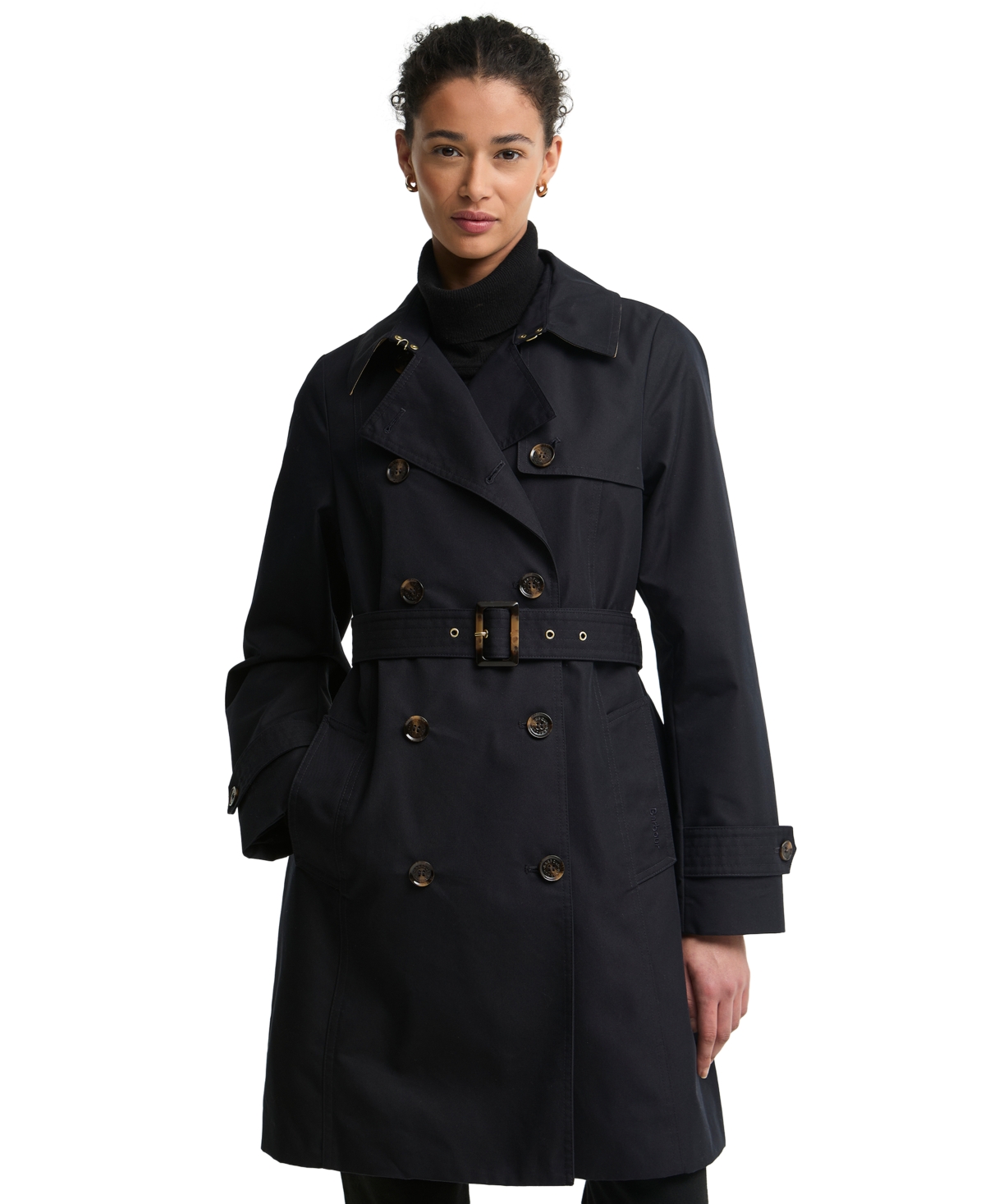 Click here for Barbour Womens Greta Showerproof Trench Coat - DK... prices