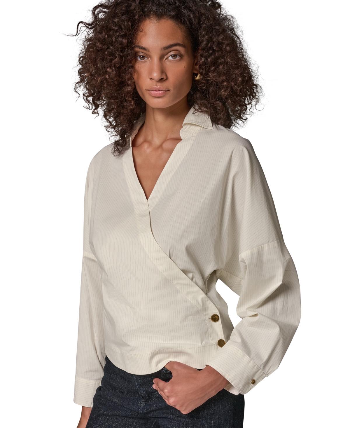 Click here for Donna Karan Weekend Womens Pinstripe Poplin Long-S... prices