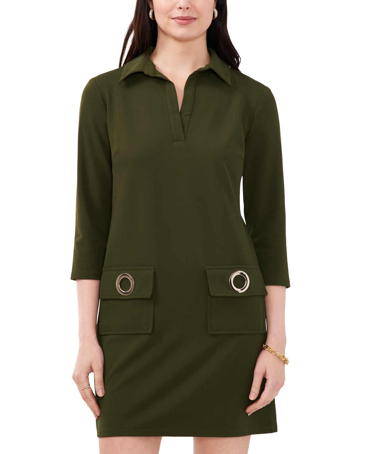 Click here for Msk Petite Collared Neck Scuba Crepe Shift Dress -... prices