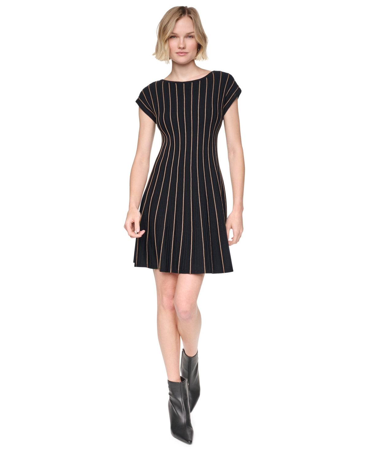 Click here for Dkny Womens Cap Sleeve Crew Neck Ribbed Fit and Fl... prices