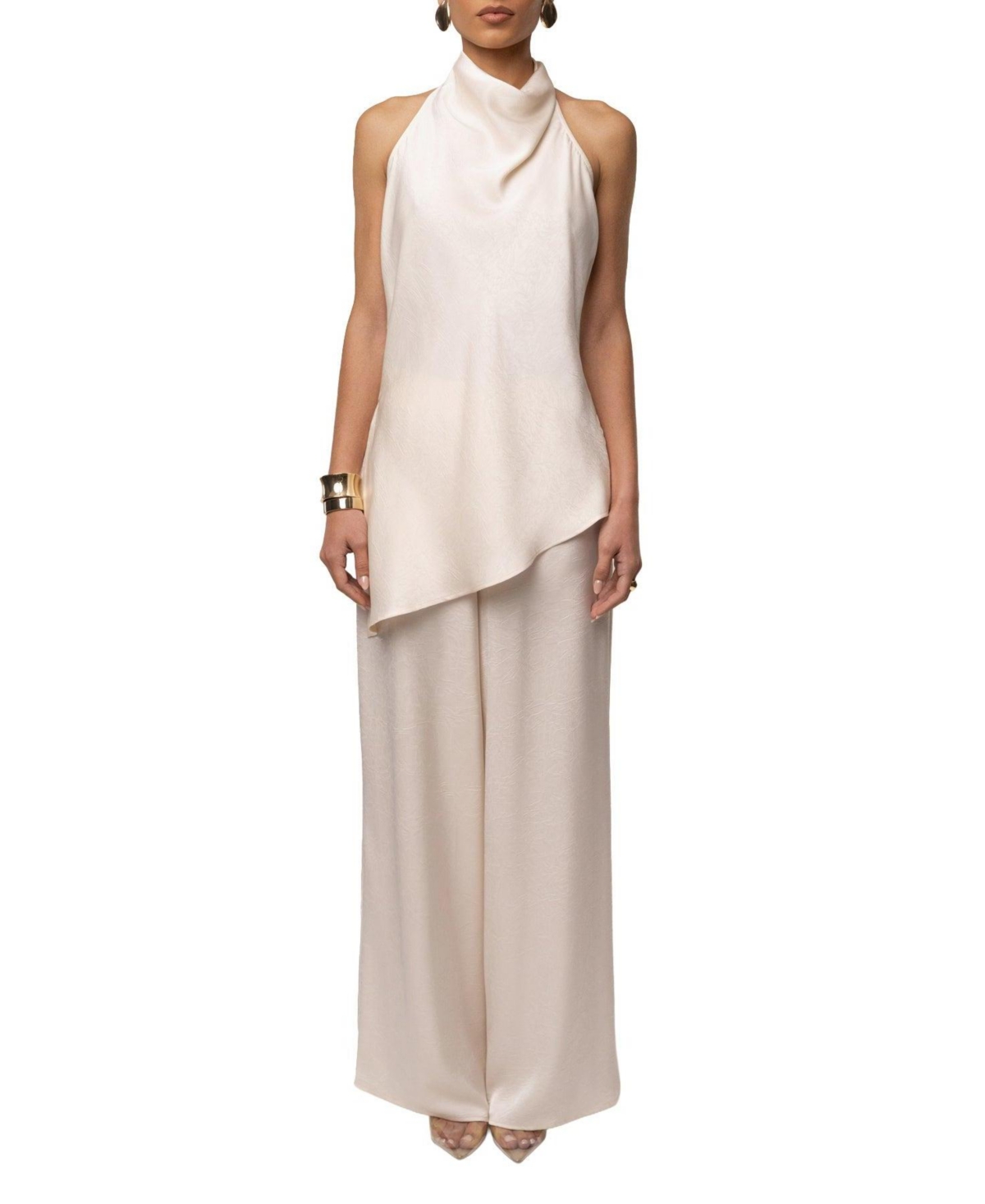 Click here for Jluxlabel Womens Draped Satin Pant Set - Cream prices