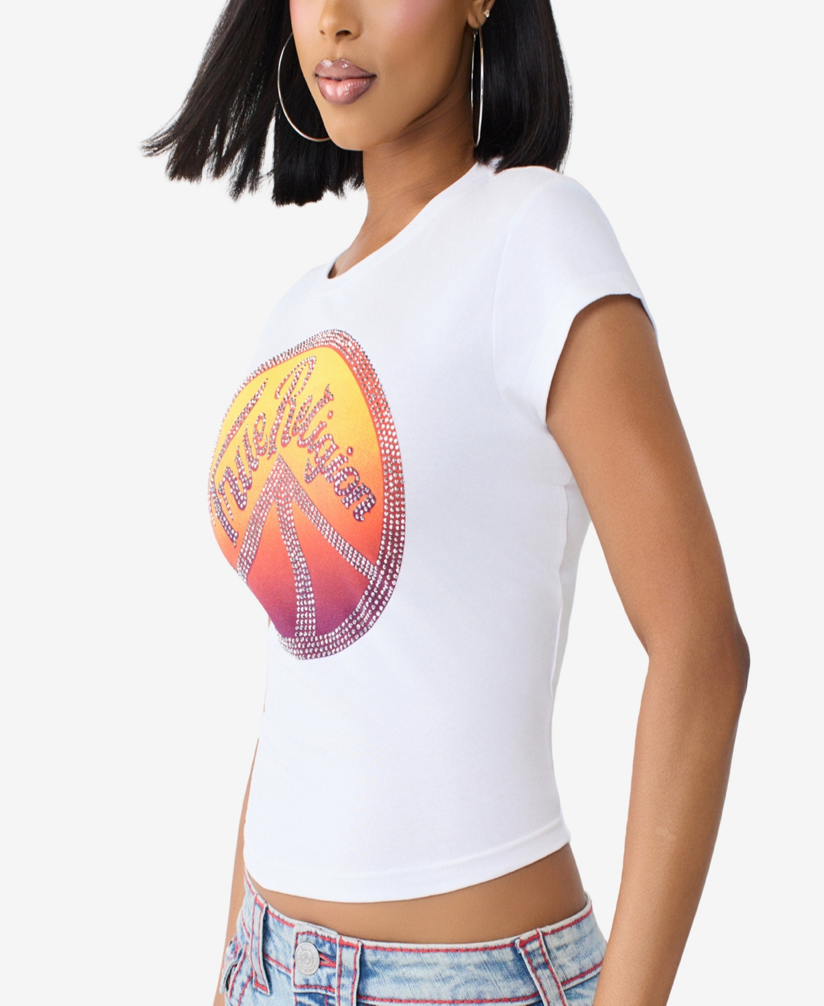 Click here for True Religion Womens Crystal Peace Sign Baby T-Shi... prices