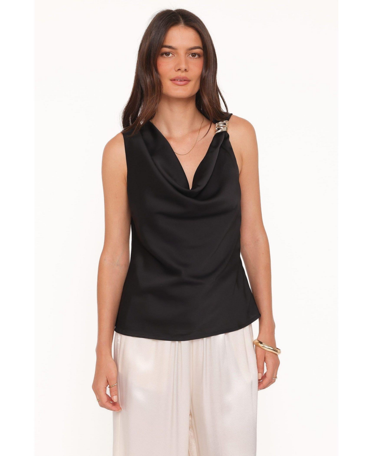 Click here for Petal and Pup Womens Serena Cowl Neck Top - Black prices