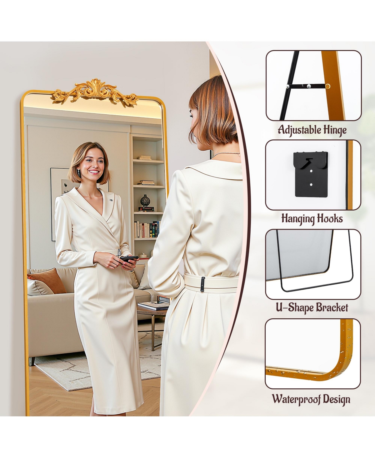 Click here for Antok Retro Full Length Mirror  58x18 Carved Floor... prices