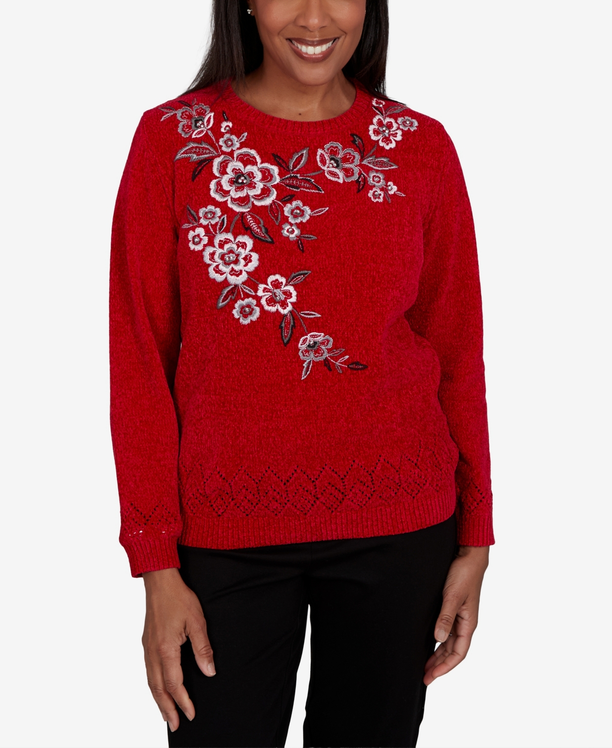 Click here for Alfred Dunner Petite Classic Embroidered Floral Te... prices