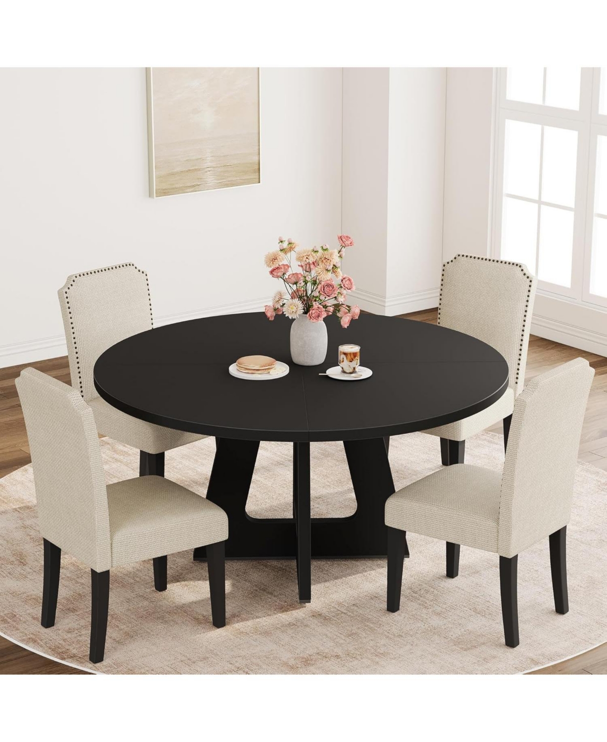 Click here for homfan Set of 4 Dining Chairs with Wood Legs â U... prices