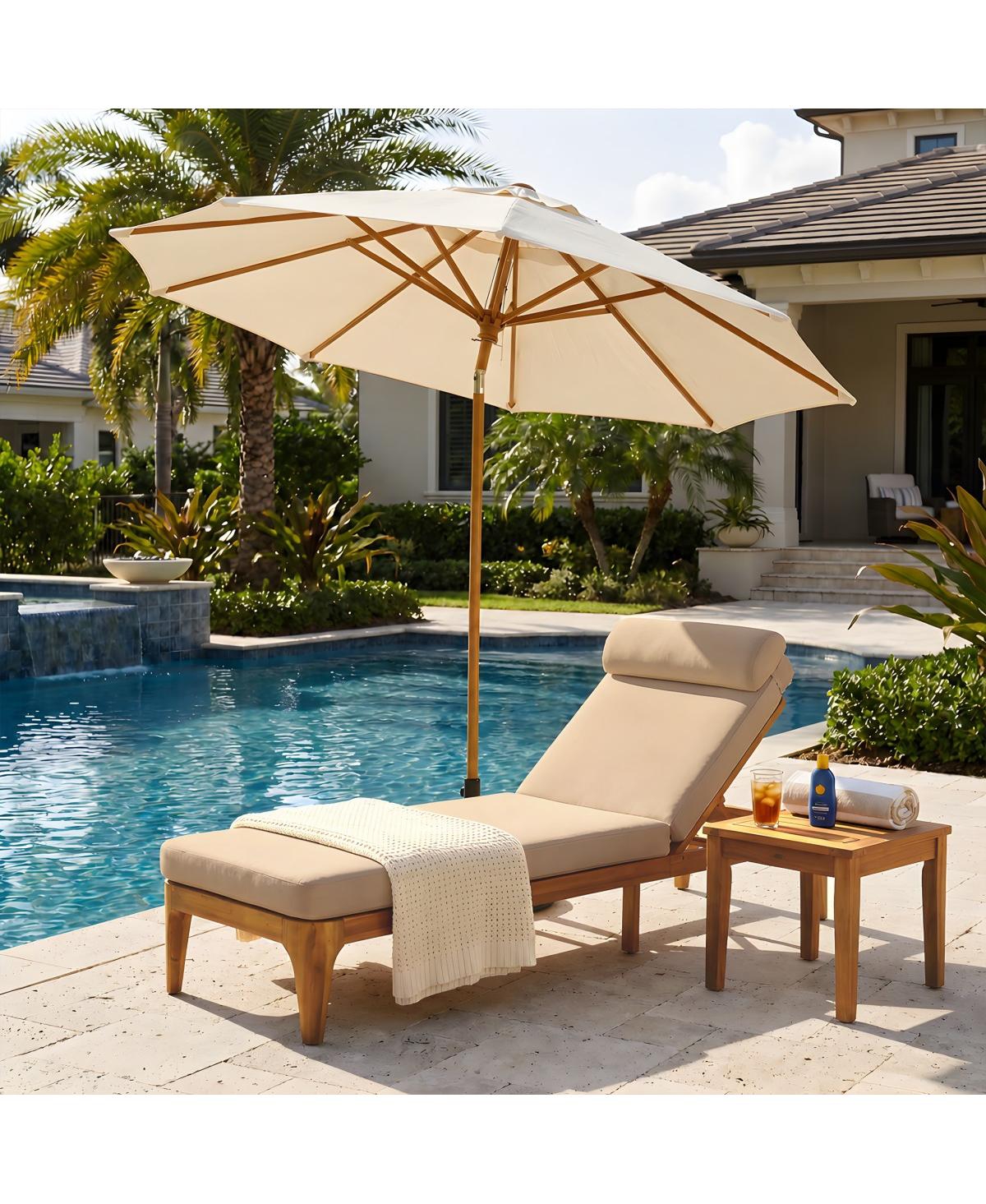 Click here for Asagikoiai Outdoor Acacia Wood Chaise Lounge  Pati... prices