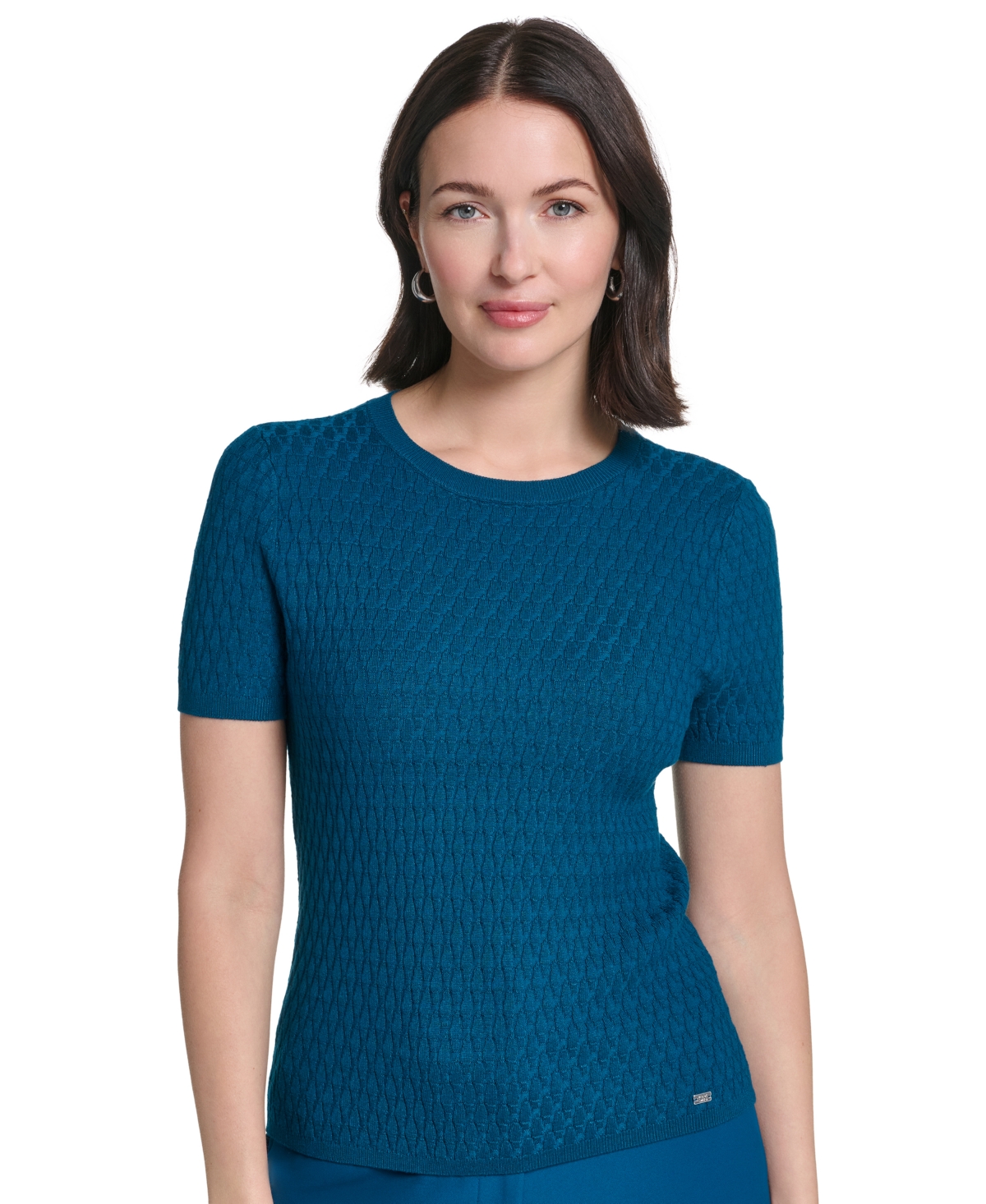 Click here for Calvin Klein Womens Textured Short-Sleeve Crewneck... prices