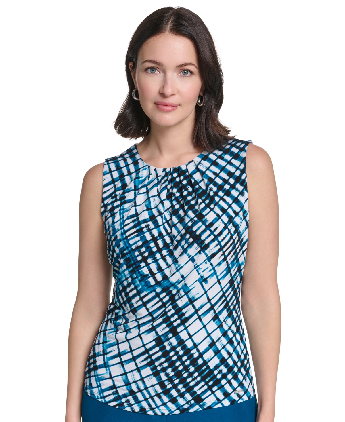 Click here for Calvin Klein Womens Pleated Crewneck Sleeveless To... prices